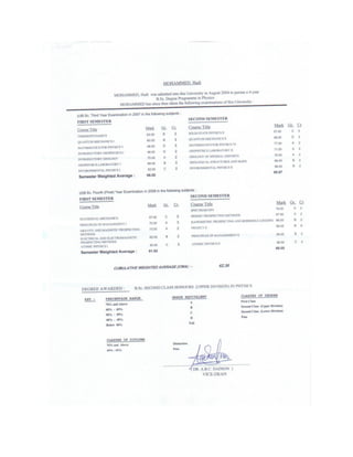 MSc and BSc Transcripts | PDF