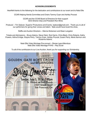 Nate Ellis Benefit Concert Program FINAL | PDF