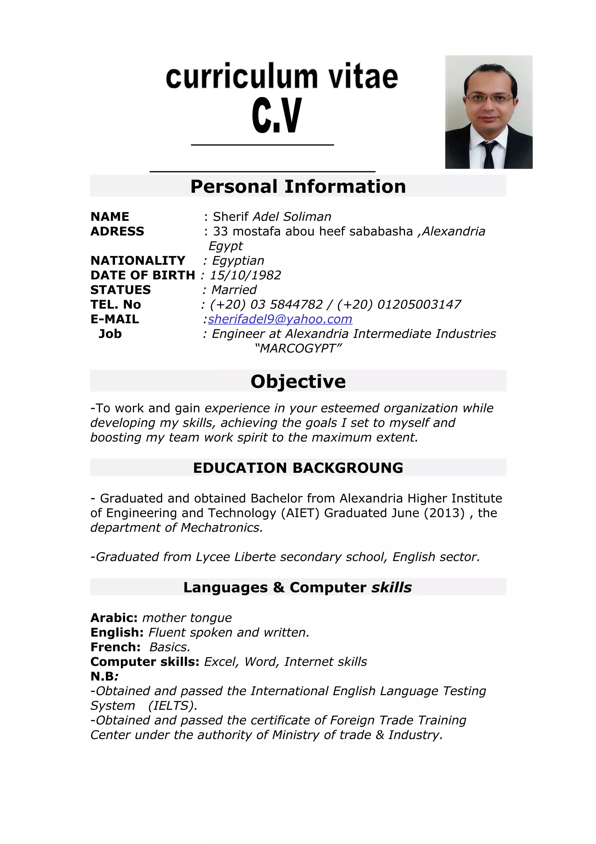 Sherif Soliman Cv Pdf