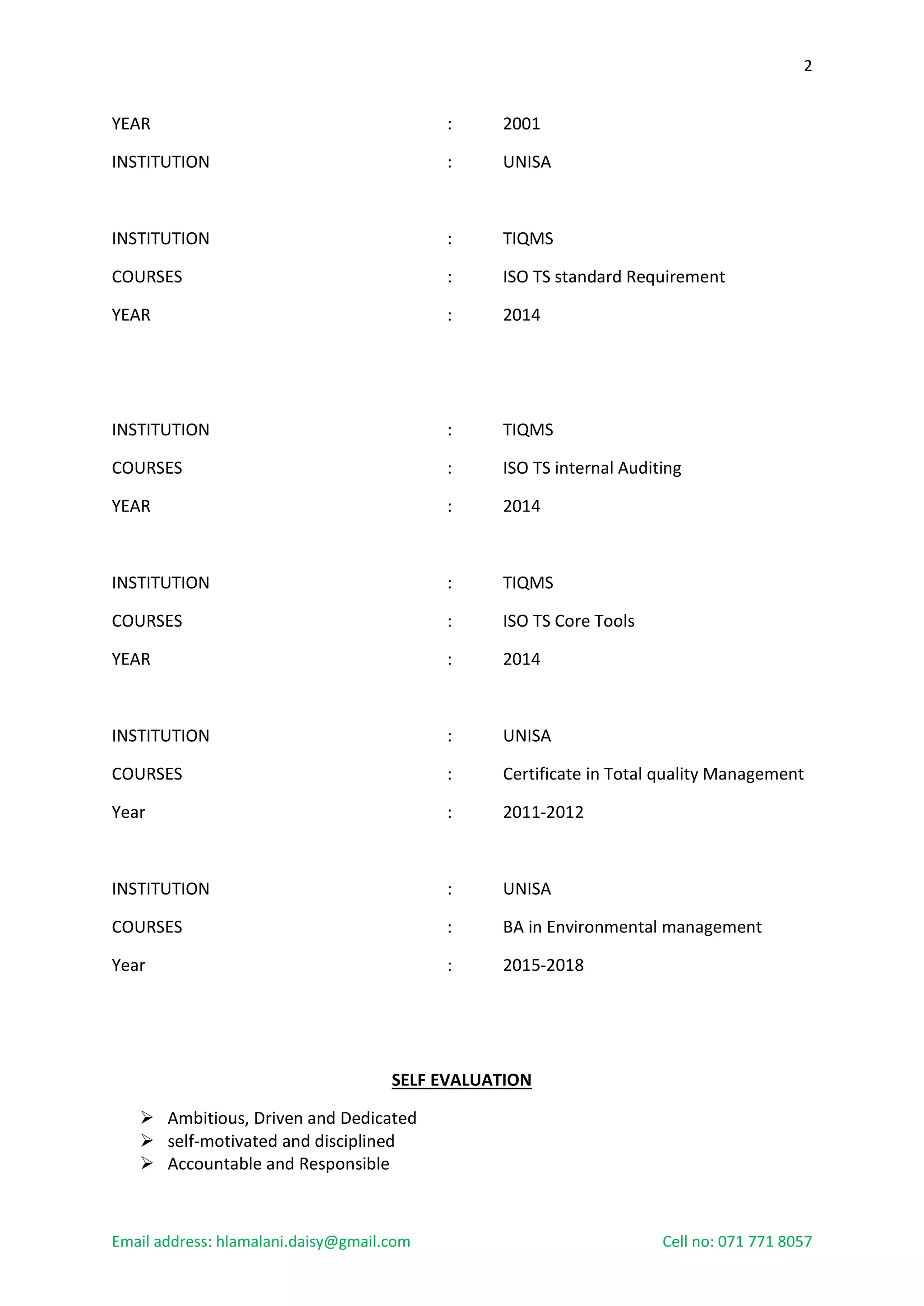 daisy's cv | PDF