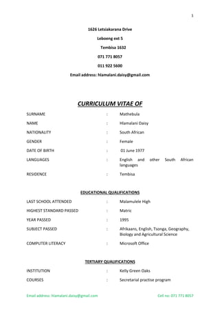 daisy's cv | PDF