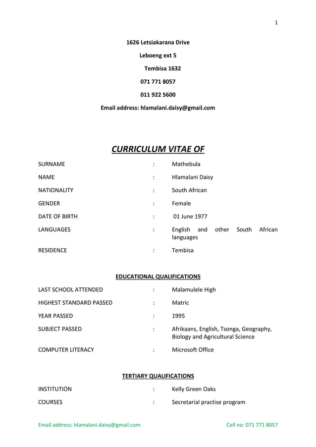 daisy's cv | PDF