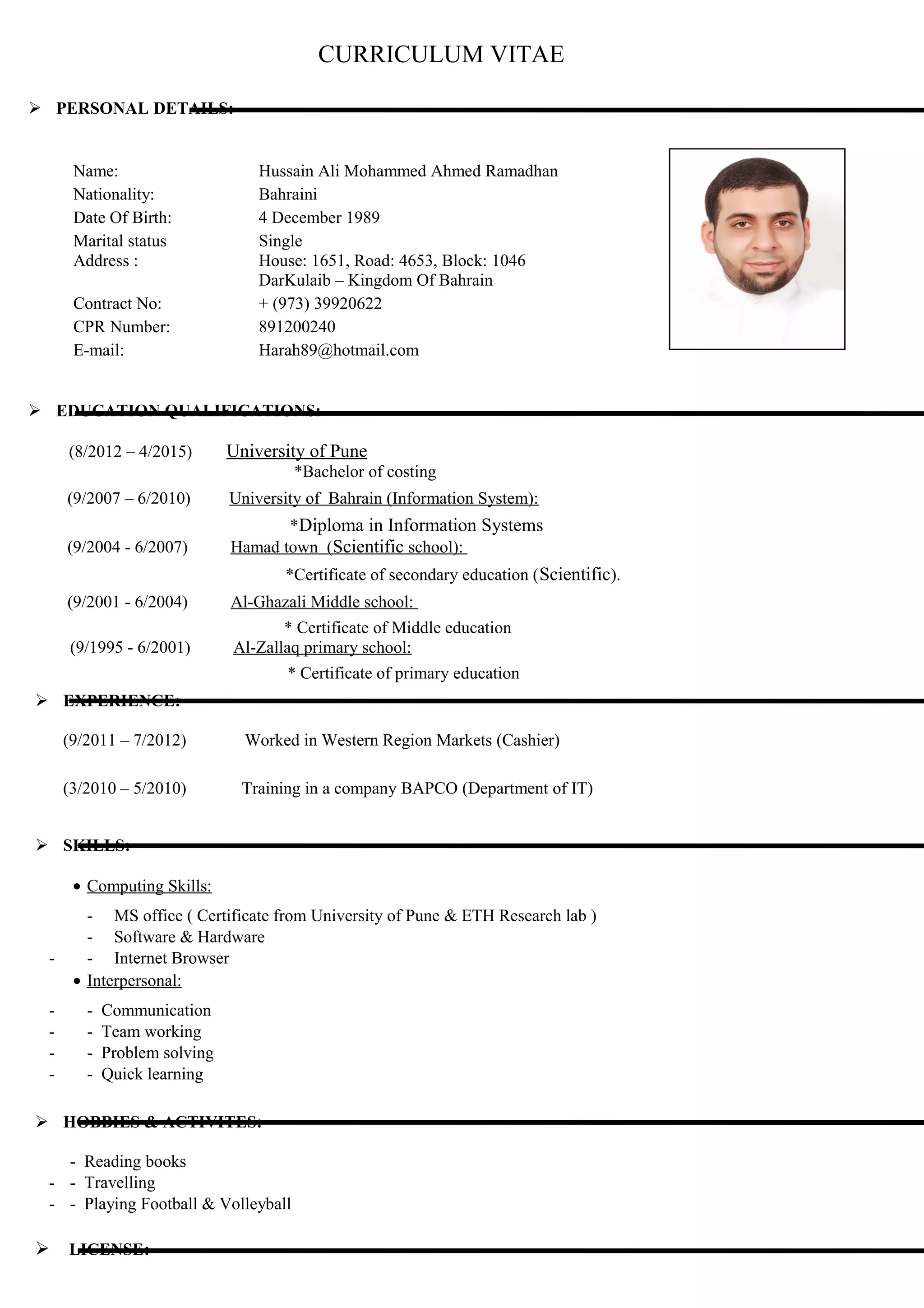 CV Hussain | PDF