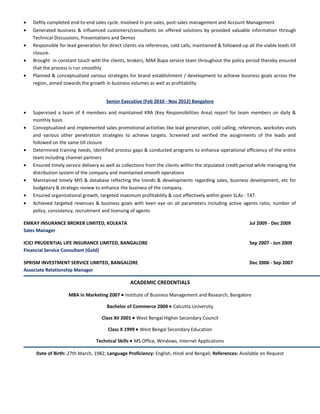 SK Resume | DOC | Sales | Business