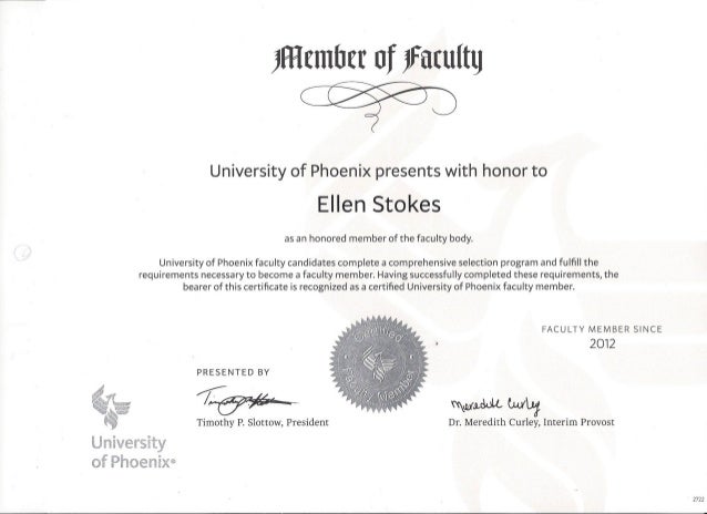 UOPx Honored Faculty Certificate