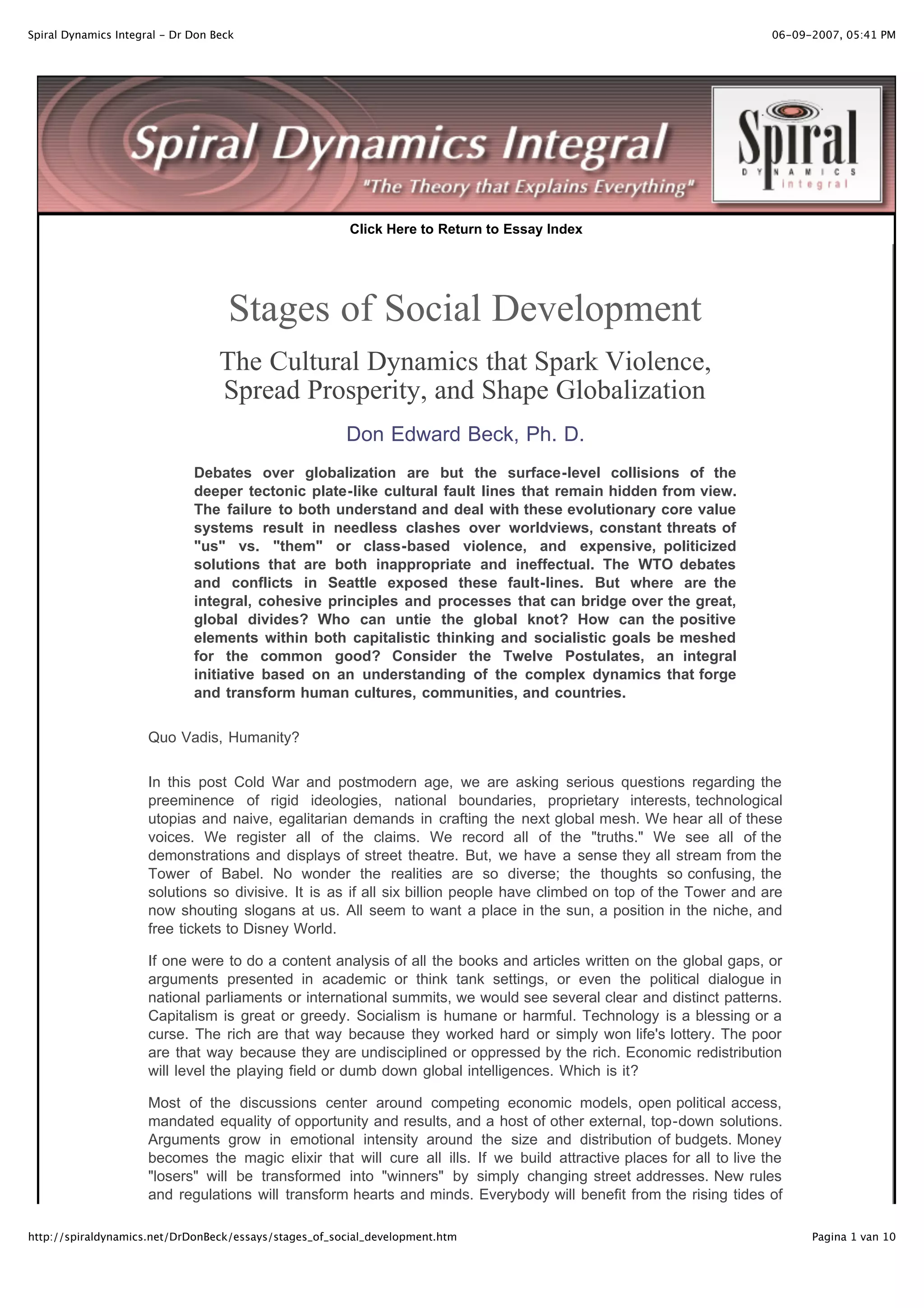 E6 beck don stages of social development | PDF