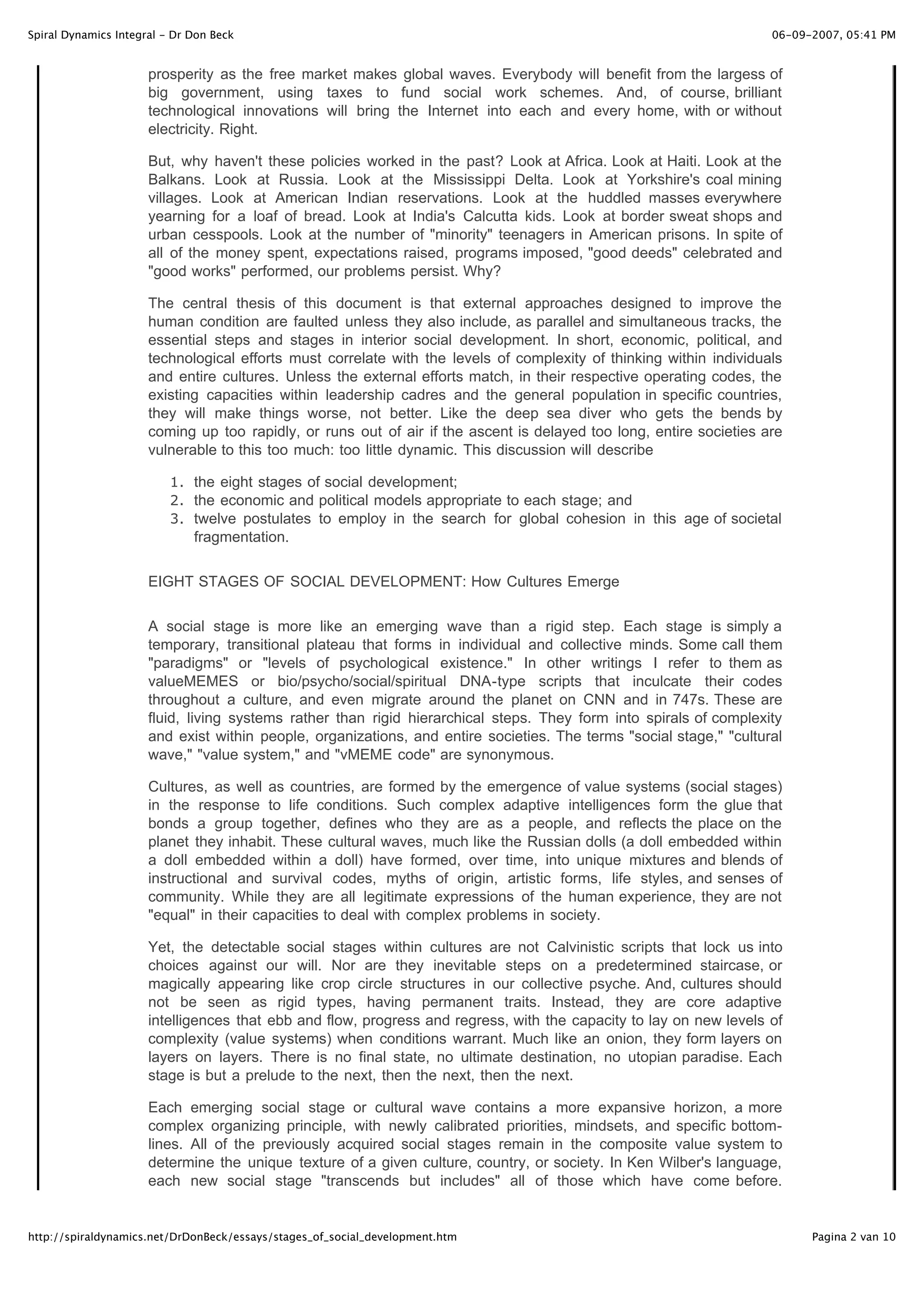 E6 beck don stages of social development | PDF