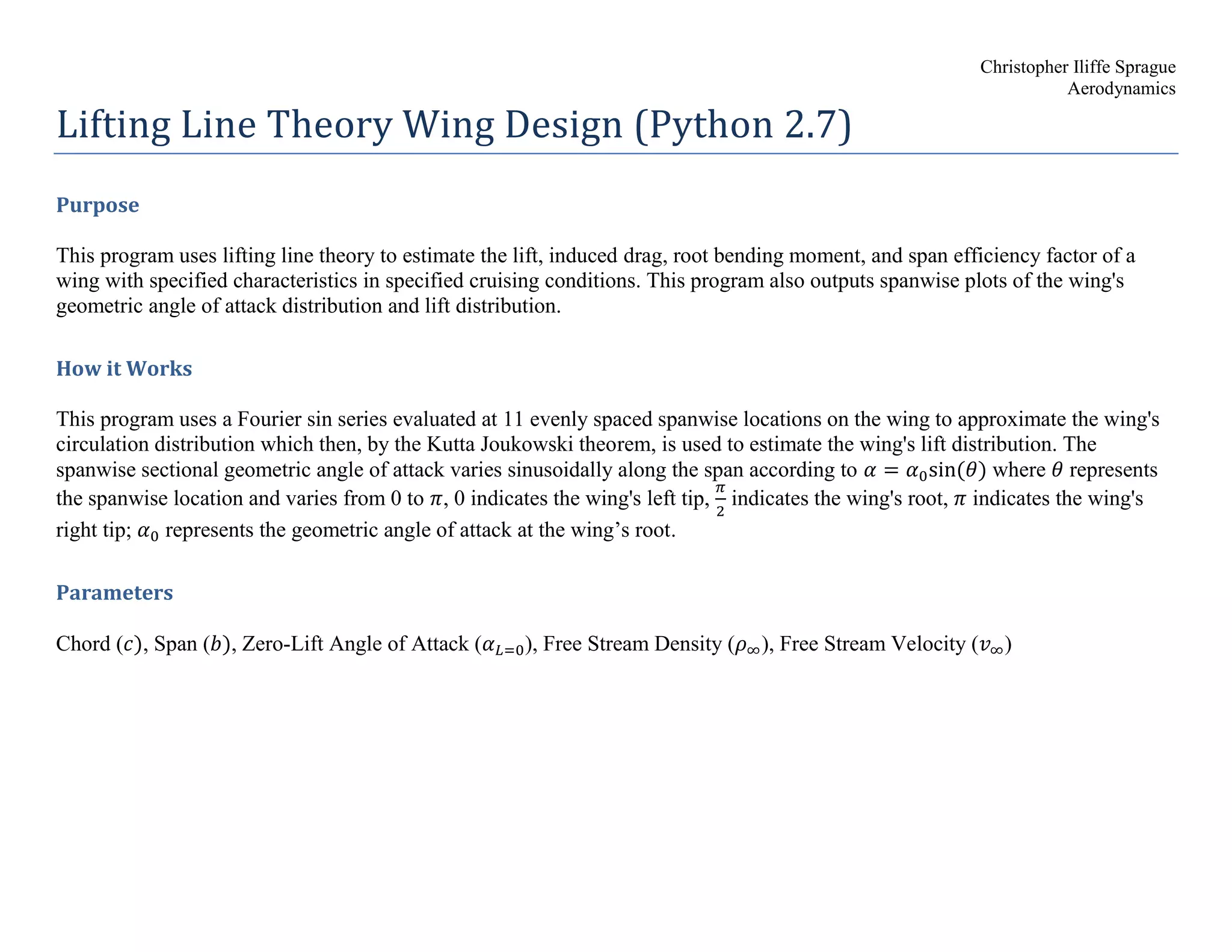 Lifting Line Theory Wing Design | PDF