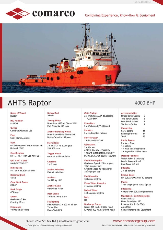 Raptor AHTS | PDF