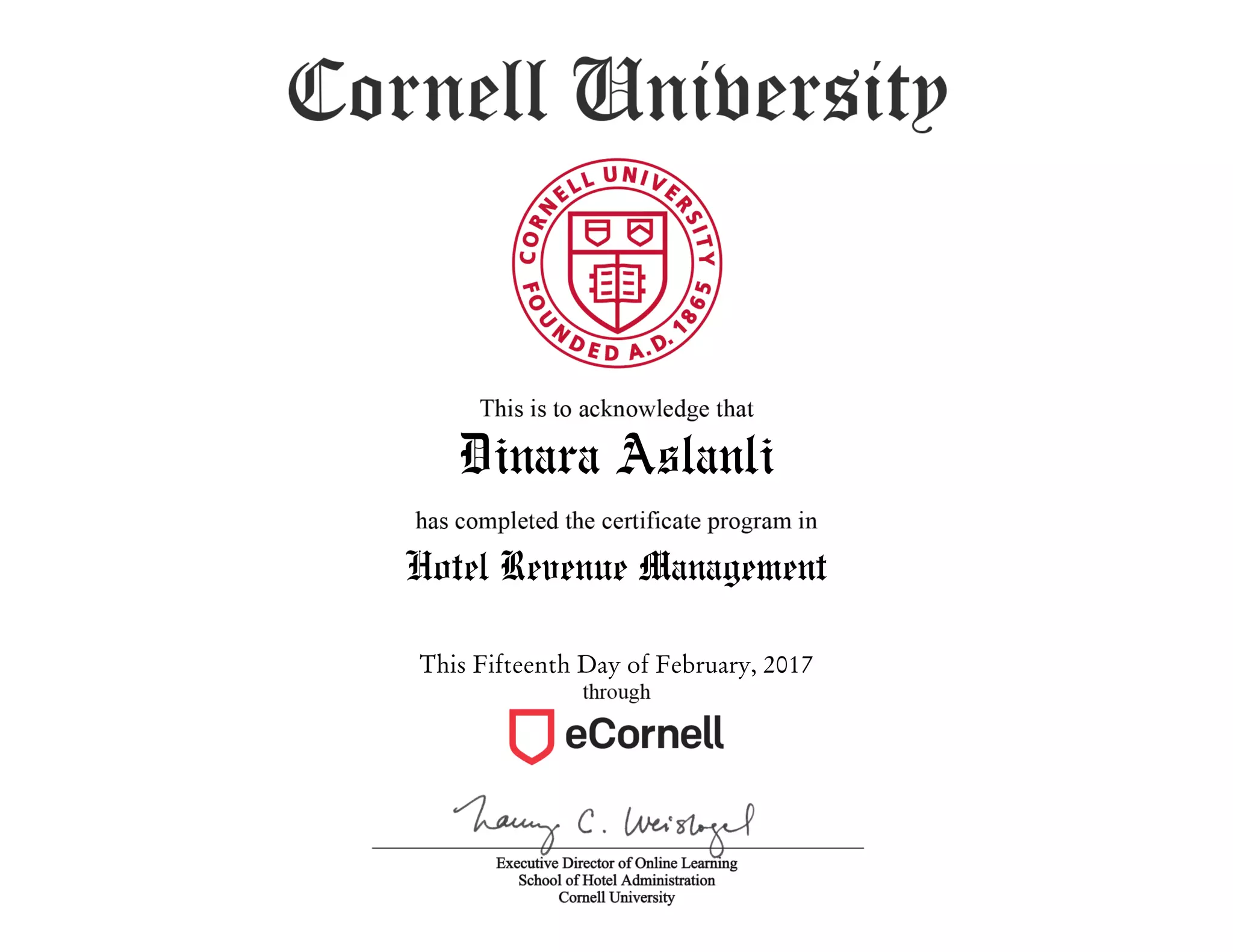 Hotel Revenue Management_certificate | PDF