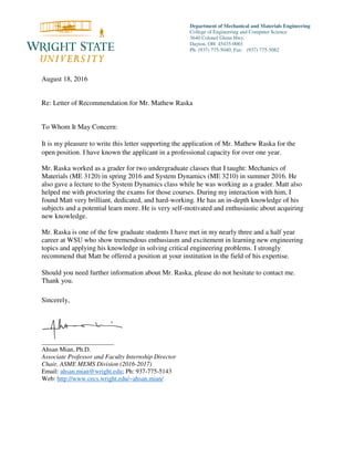 Reference Letter from Prof. Mian | PDF