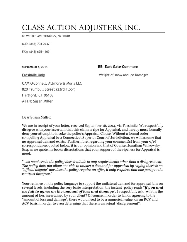 Class Action letter to ins co esq 2 | DOC | Motor Insurance | Insurance