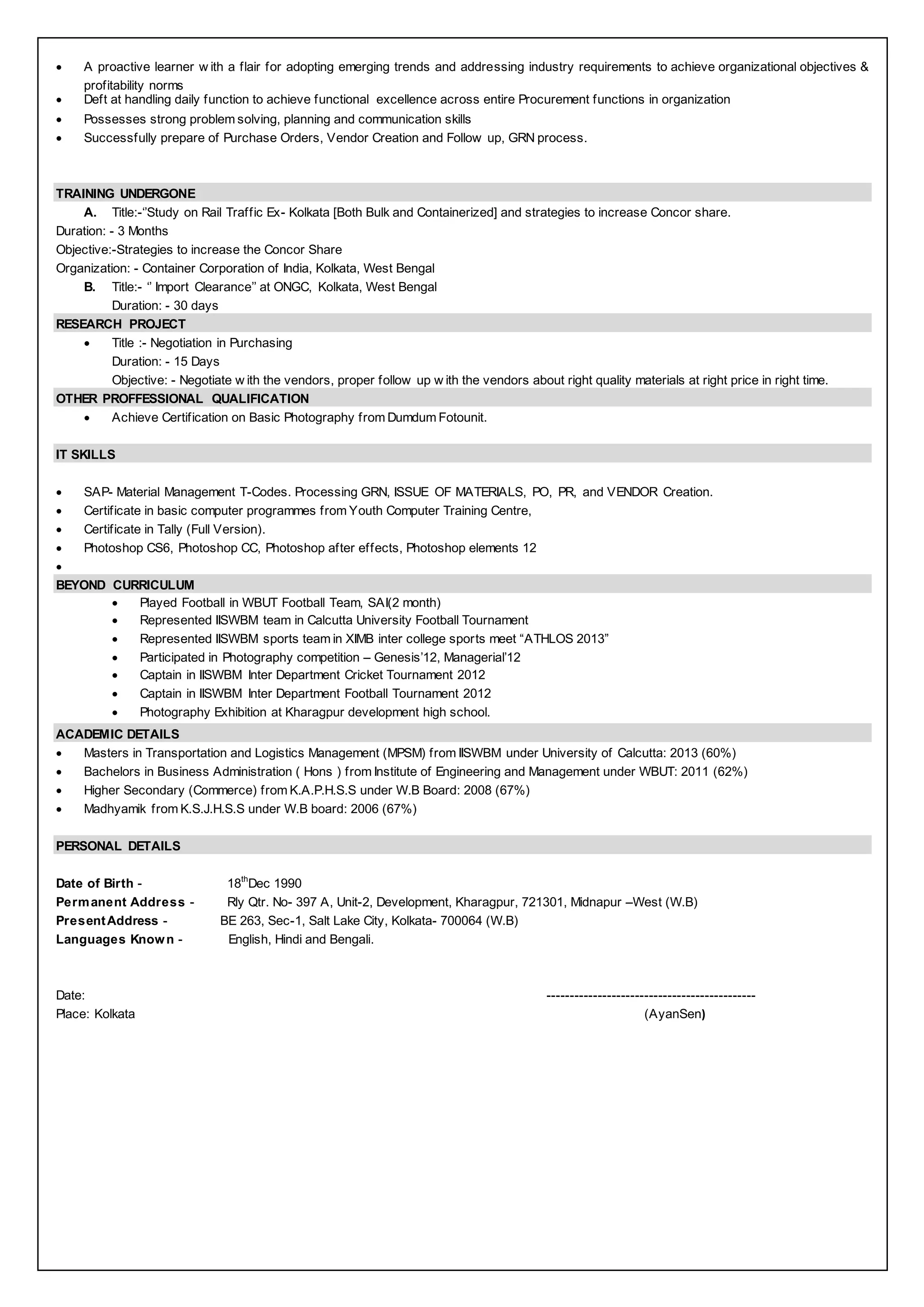 Ayan Sen Resume | DOCX