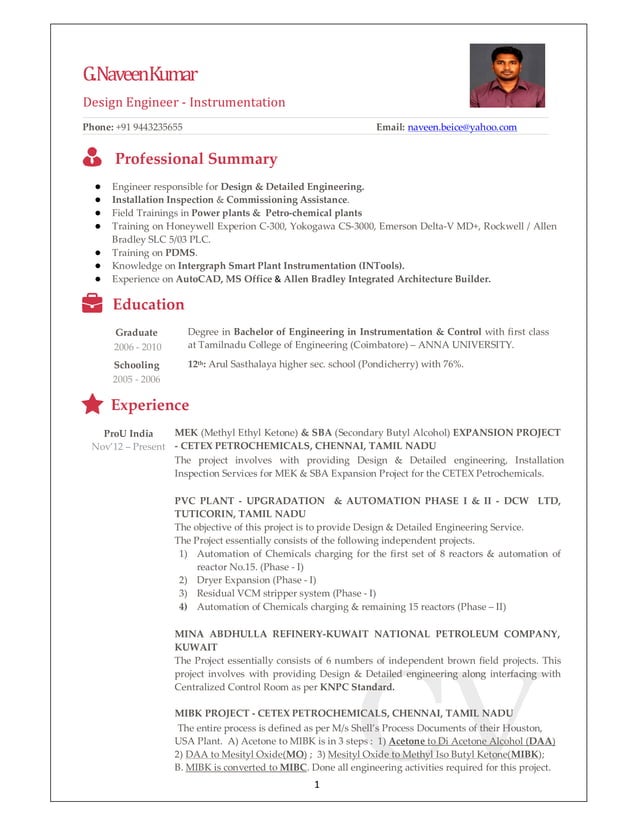 G. Naveen Kumar-Instrumentation Design Engineer | PDF
