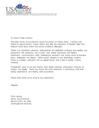 Tasha Cook Ref Letter | PDF