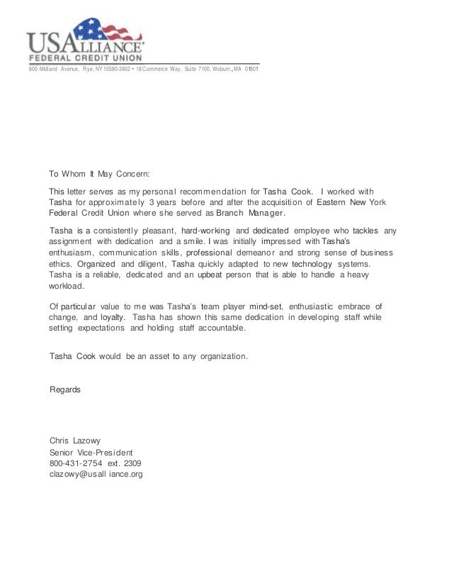 Tasha Cook Ref Letter