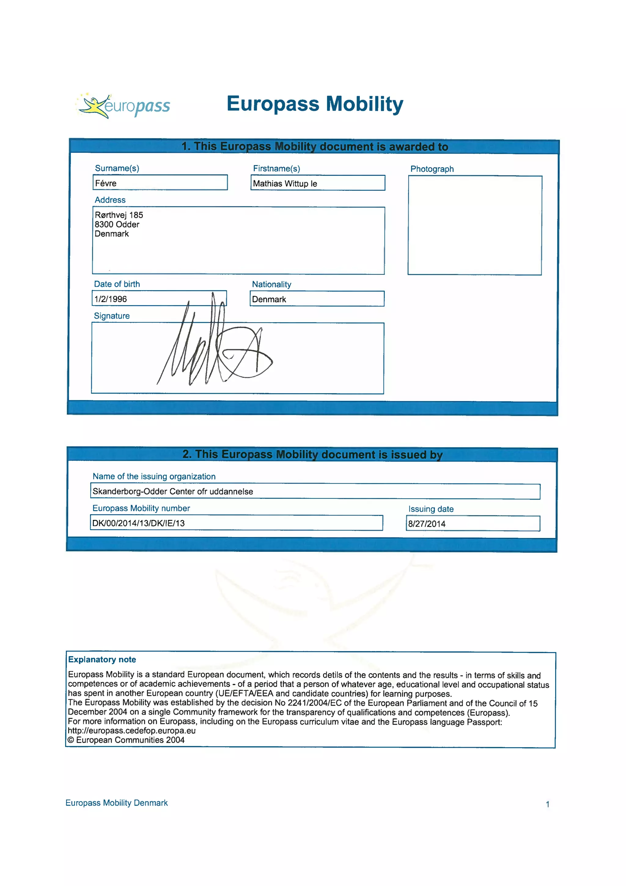 RGP Reference Letter + Europass Mobility | PDF