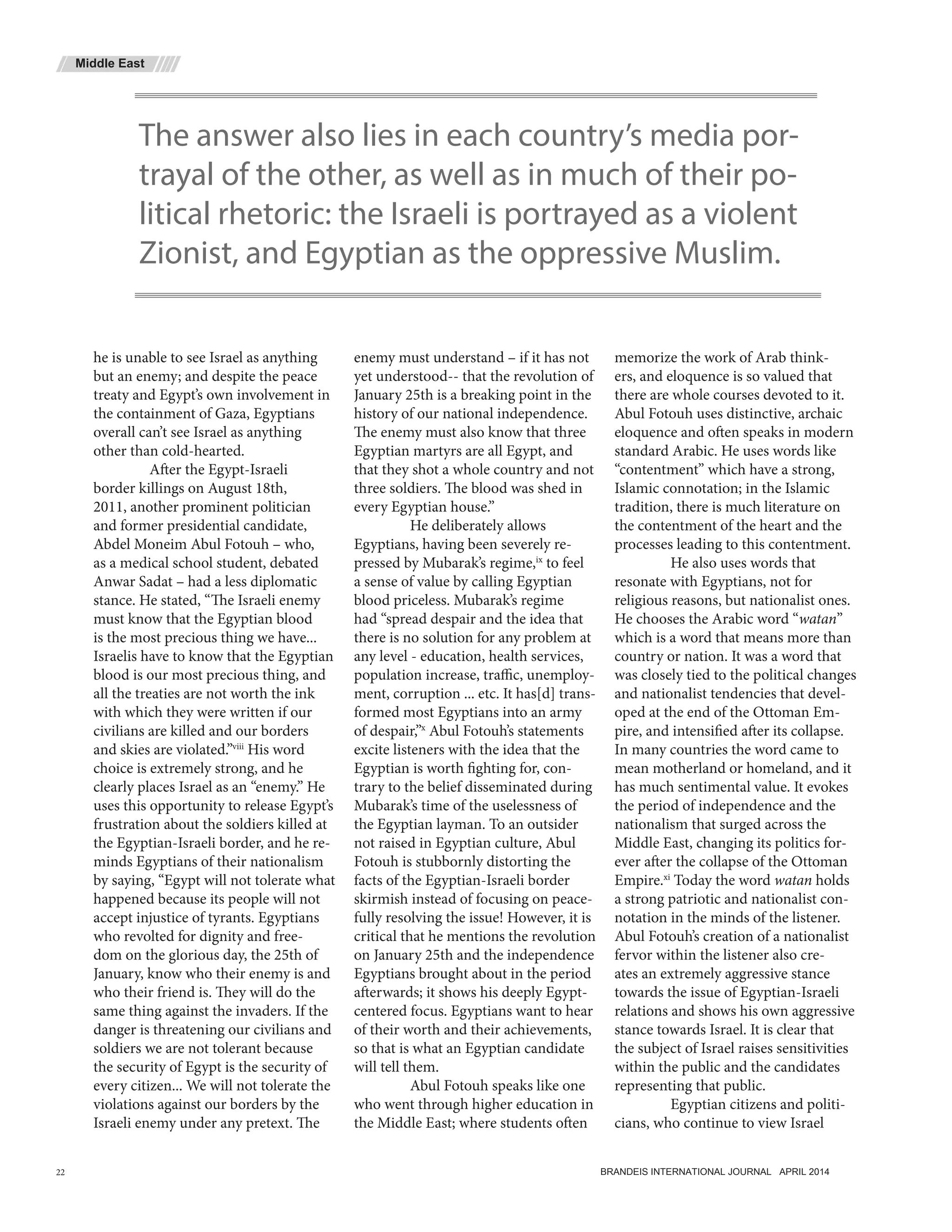 A Cold Peace: The Future of the Israeli-Egyptian Relationship | PDF