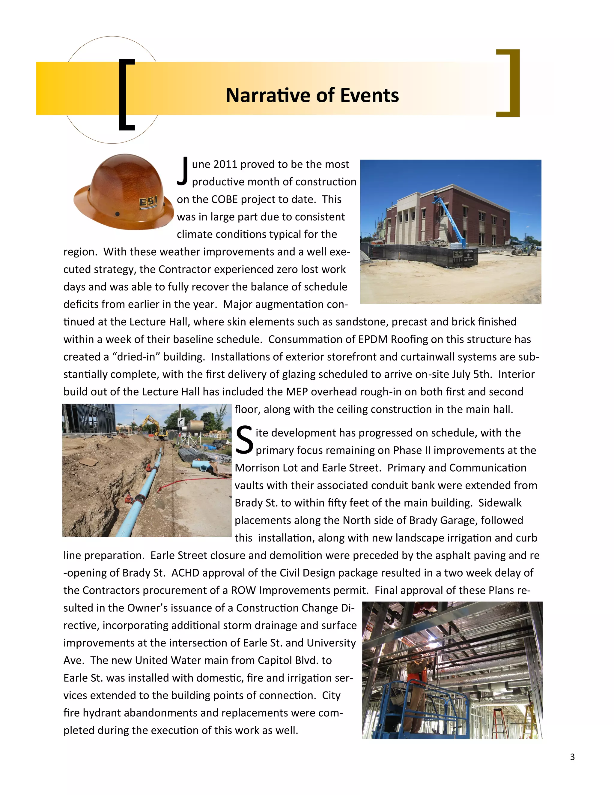 Construction Monthly Progress Report - June 2011 | PDF