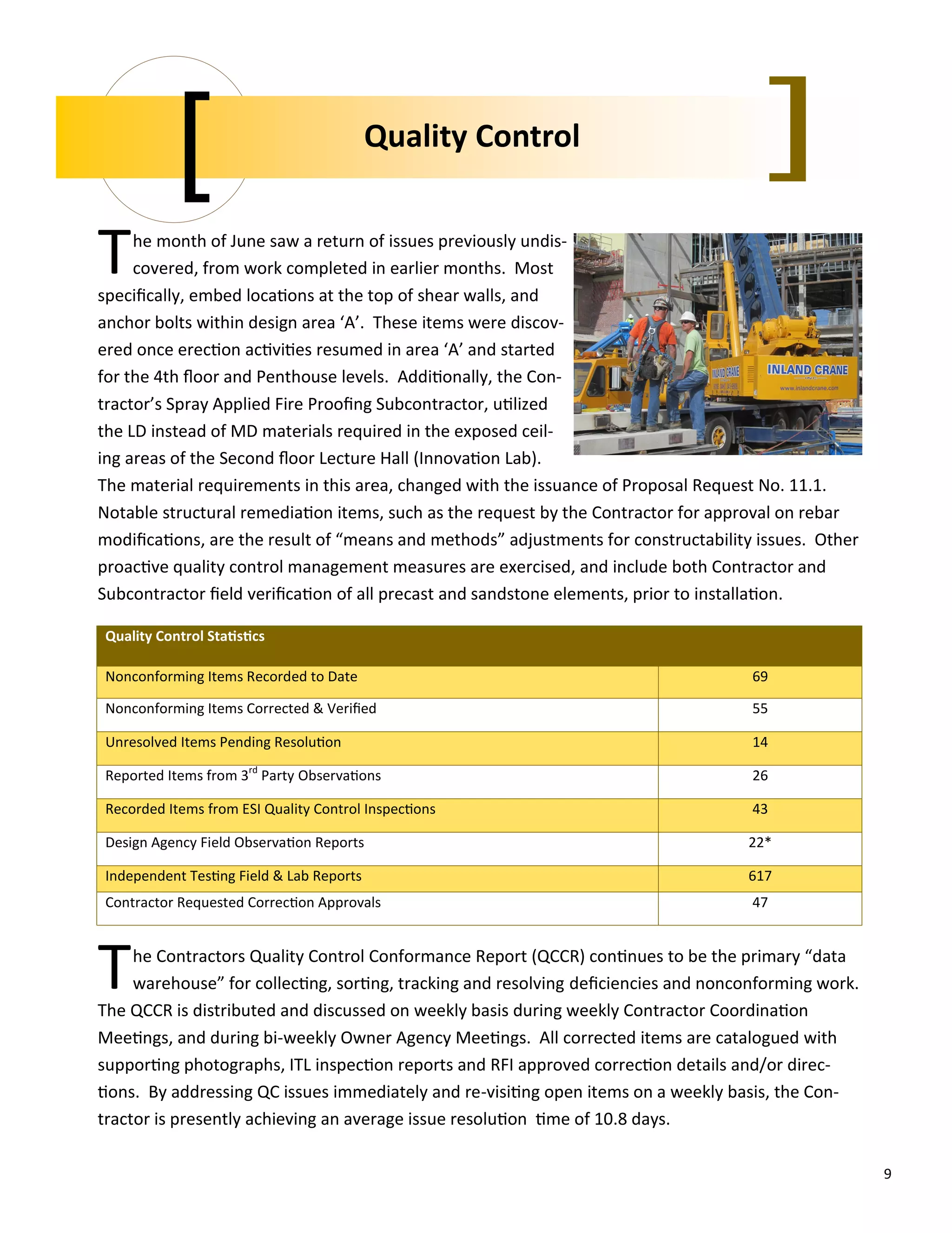 Construction Monthly Progress Report - June 2011 | PDF