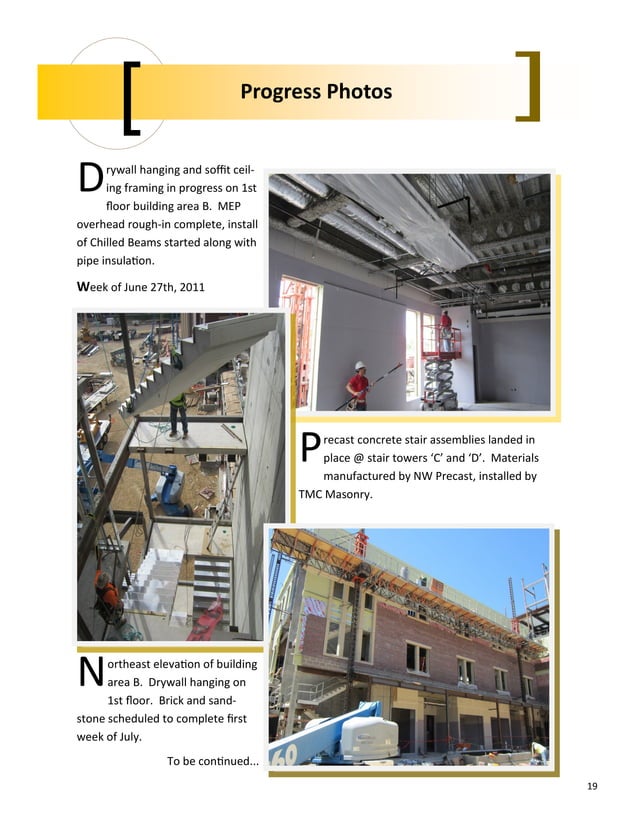 Construction Monthly Progress Report - June 2011 | PDF