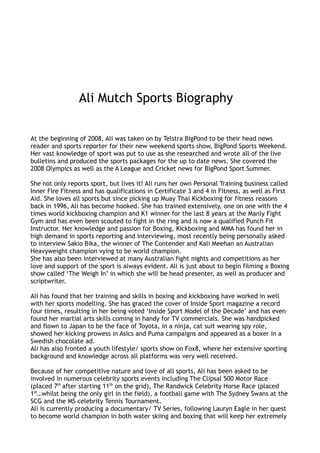 Ali Mutch bio '14 | DOC