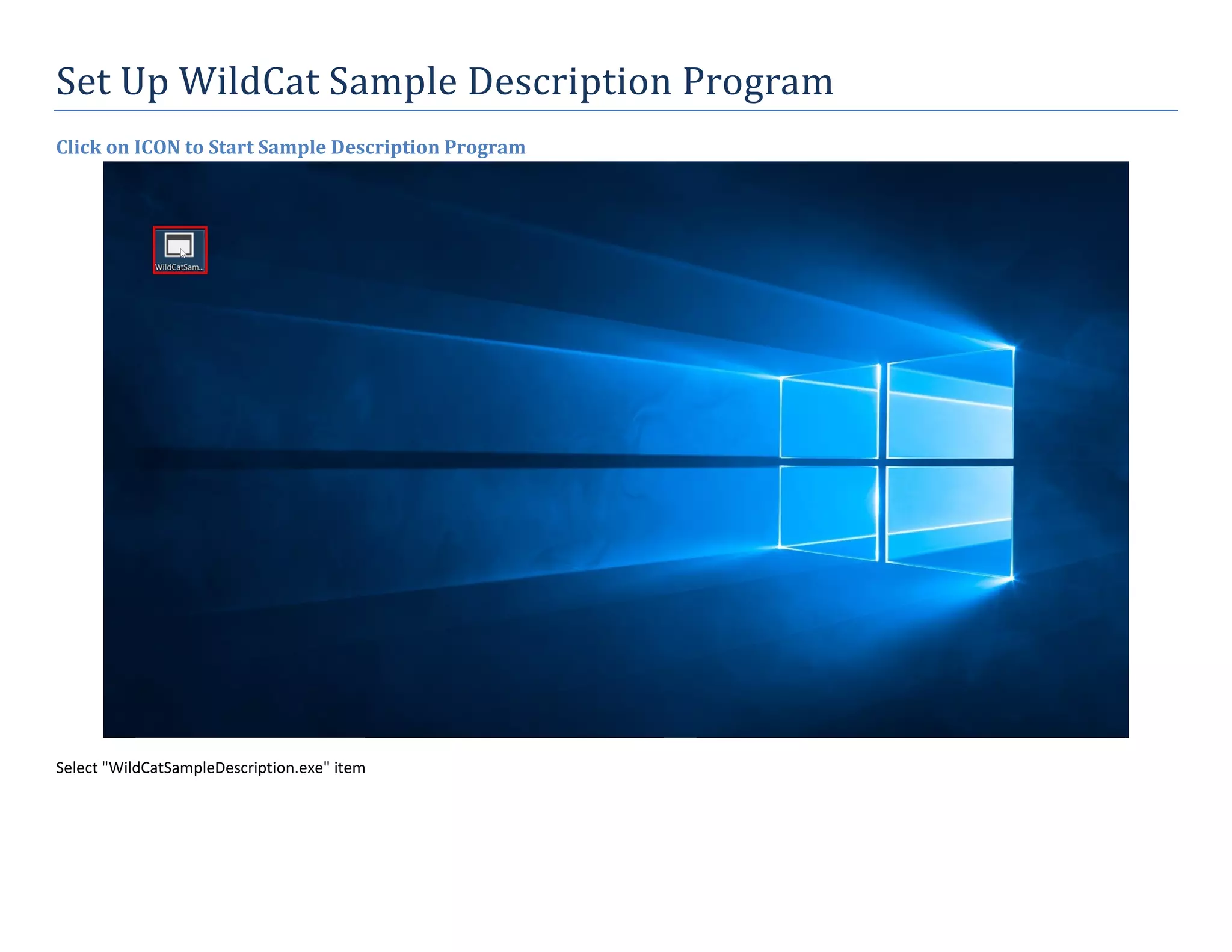 1. Setup WildCat Sample Description Program | PDF