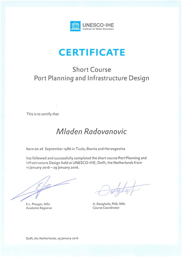 UNESCO-IHE Port Planning Certificate | PDF