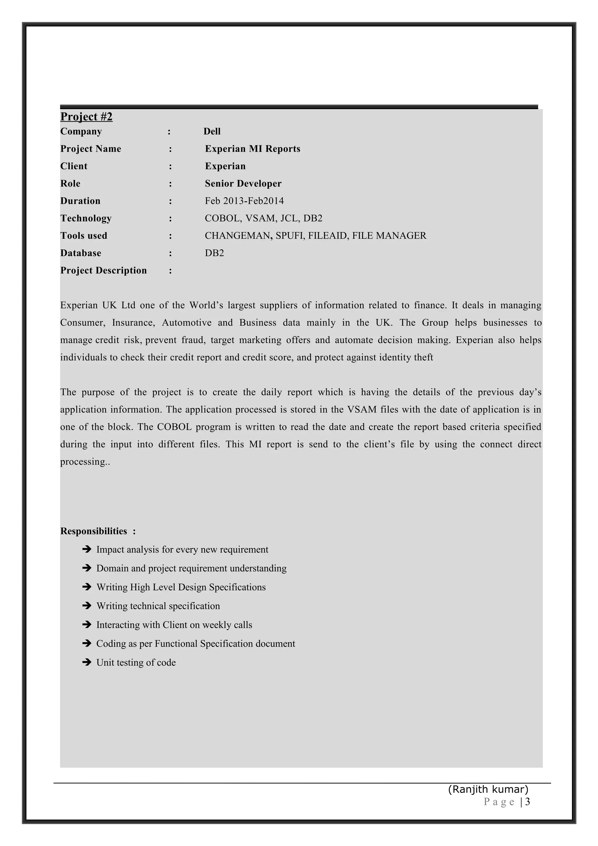 Ranjith resume | DOC