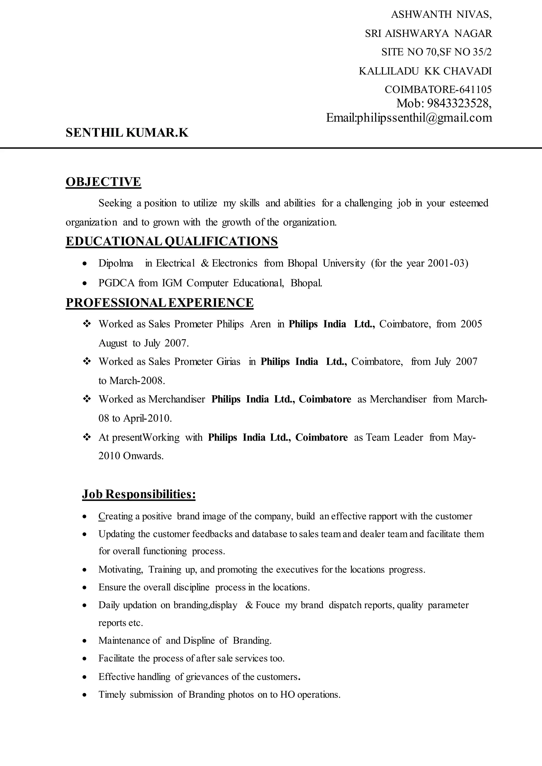 Resume - Senthil kumar | DOCX