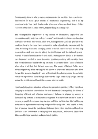 Personal Statement - Jusong Cai | DOCX | Woodworking | Arts and Crafts