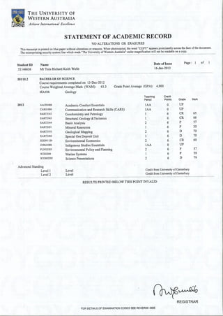 UWA Internal Transcript | PDF