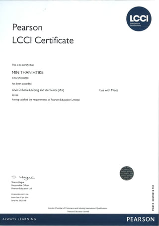 MTH LCCI-2 Certificate | PDF