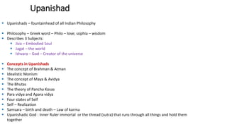 Upanishad the essence of Culture and philosophy | PPTX