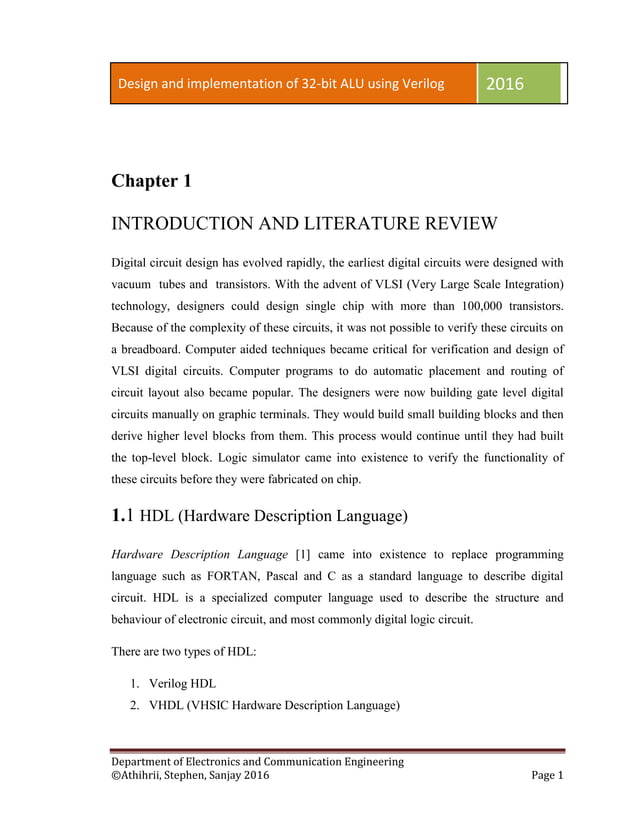 Design and implementation of 32 bit alu using verilog | PDF