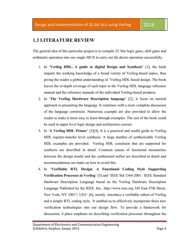 Design and implementation of 32 bit alu using verilog | PDF