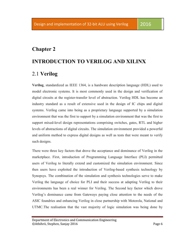 Design and implementation of 32 bit alu using verilog | PDF