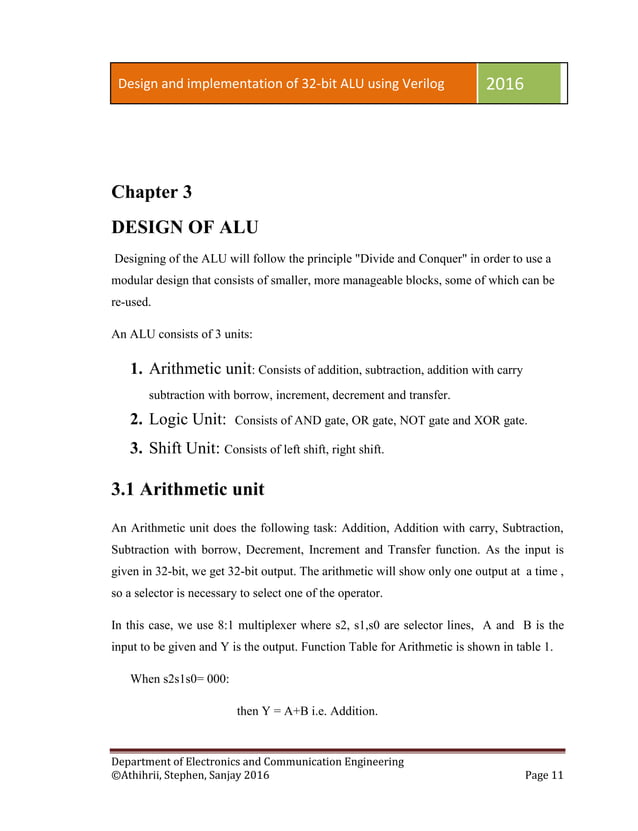 Design and implementation of 32 bit alu using verilog | PDF