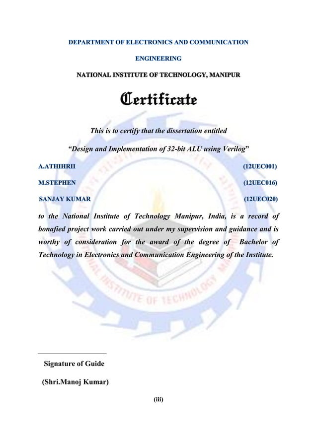 Design and implementation of 32 bit alu using verilog | PDF