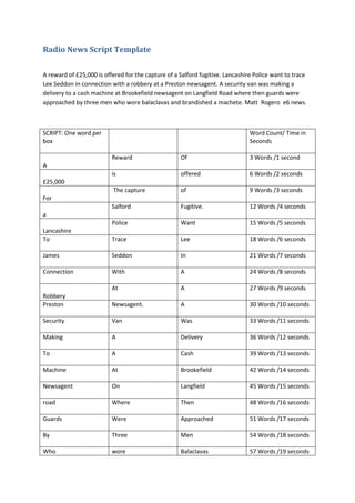 E6 radio news_script | DOCX | Crime & Harmful Acts to Individuals ...