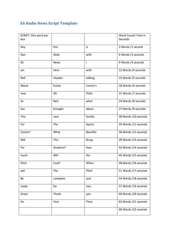 E6 radio news_script_template | PDF