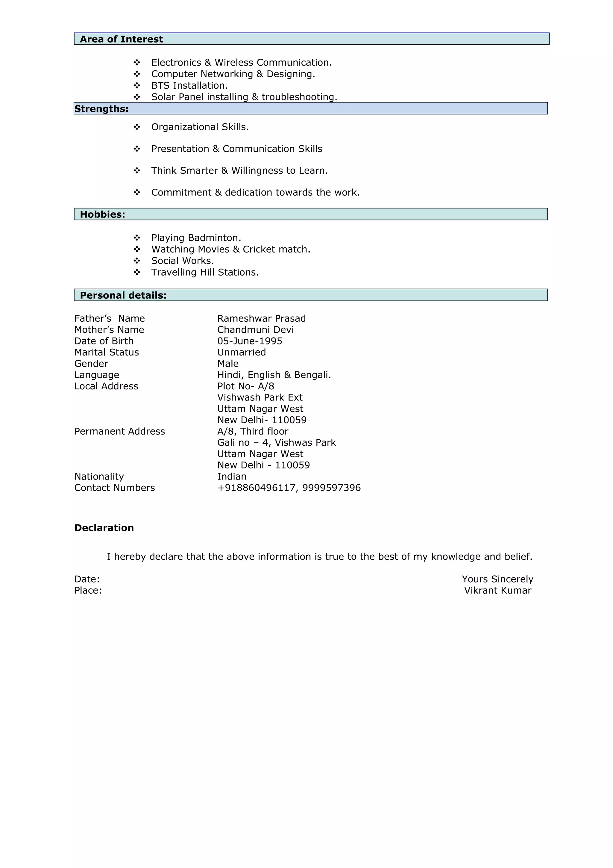 New Vikrant Resume 2 (1) | DOC