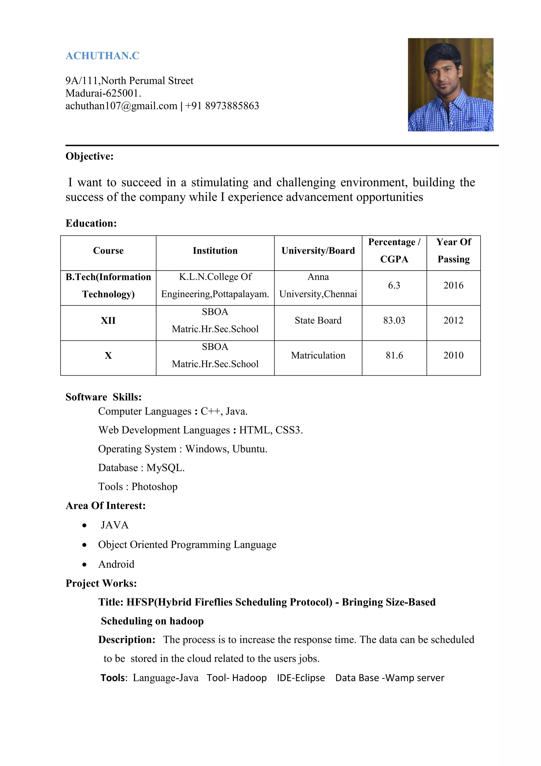 Achuthan Resume | PDF