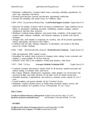 Gabrielle Amanda Evans Resume | PDF