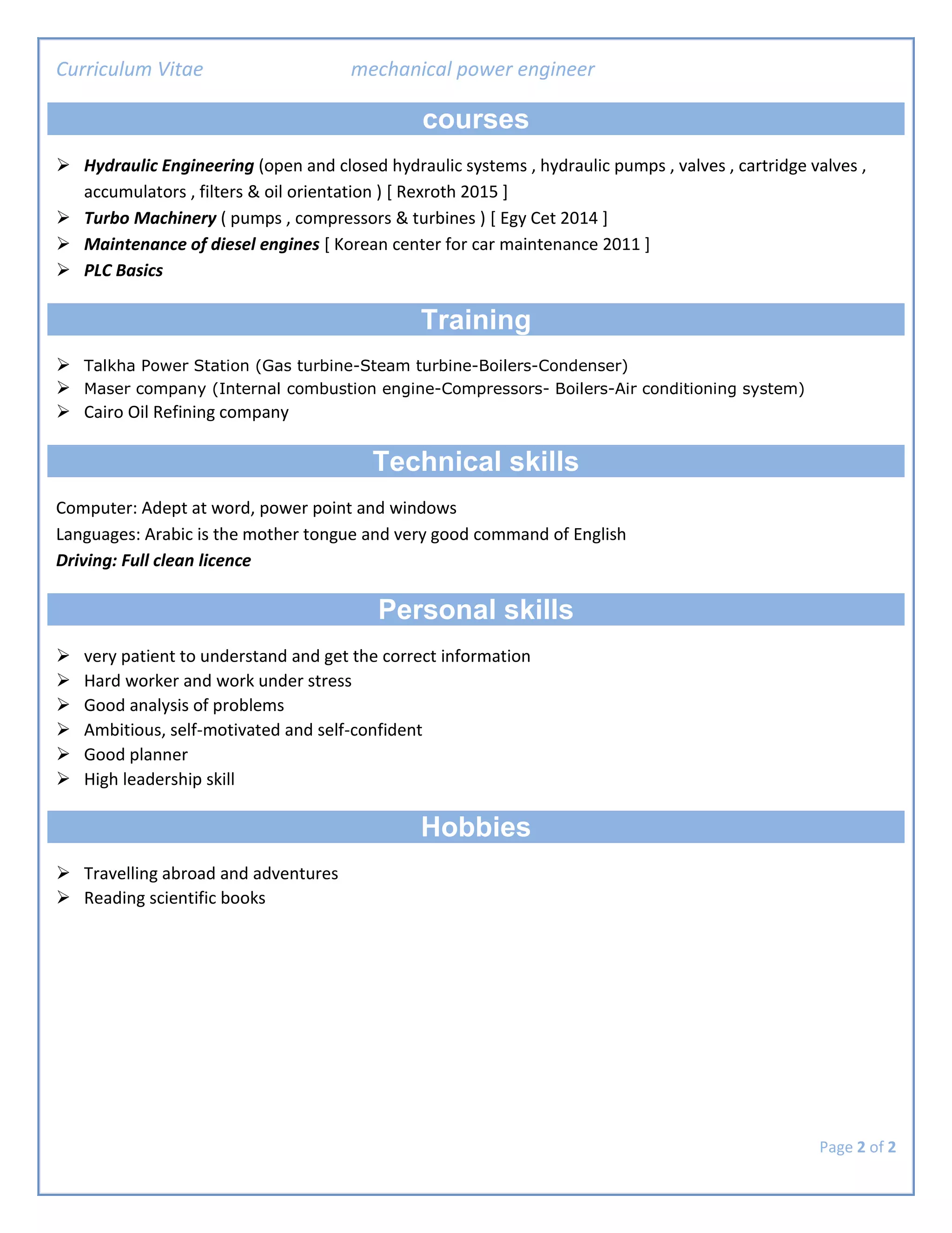 Mechanical engineer – Mohamed Mansour | PDF | Civil Engineering Industry | Industries