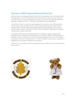 NMCP Maternal Newborn Nursing Orientation Information Packet | DOCX