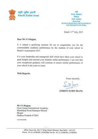 Letter to Mr. Rajput from HRD, Govt. of India | PDF