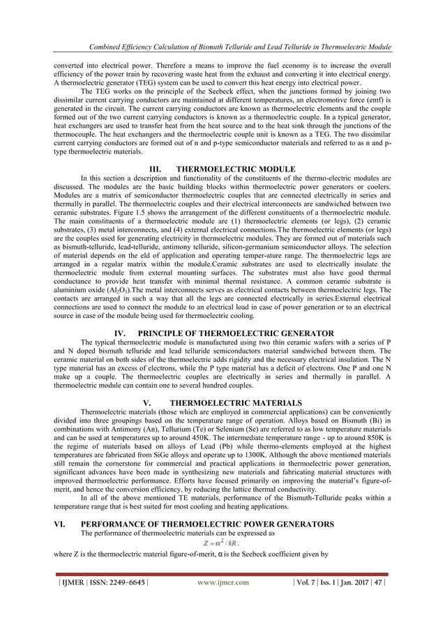 Combined Efficiency Calculation of Bismuth Telluride and Lead Telluride ...