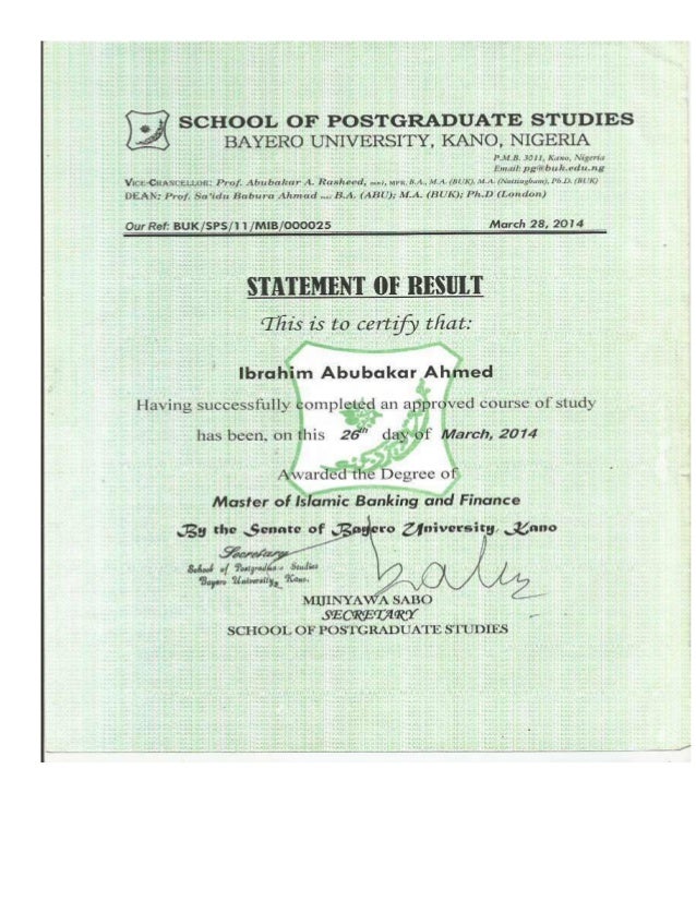 MIBF Statement of Result