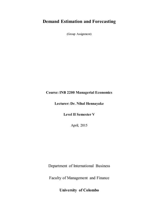 Demand Estimation and Forecasting | DOCX